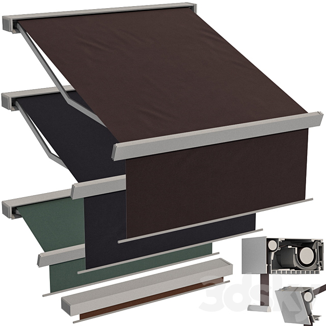 Sliding outdoor awning sun canopy 3D Max - 3DMAXTER