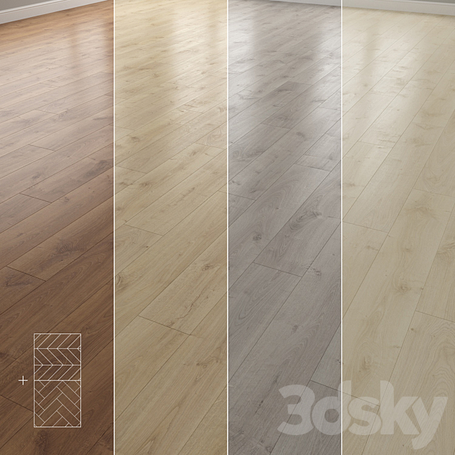 Parquet 4 colors Linear herringbone chevron setquad14 3D Max - 3DMAXTER