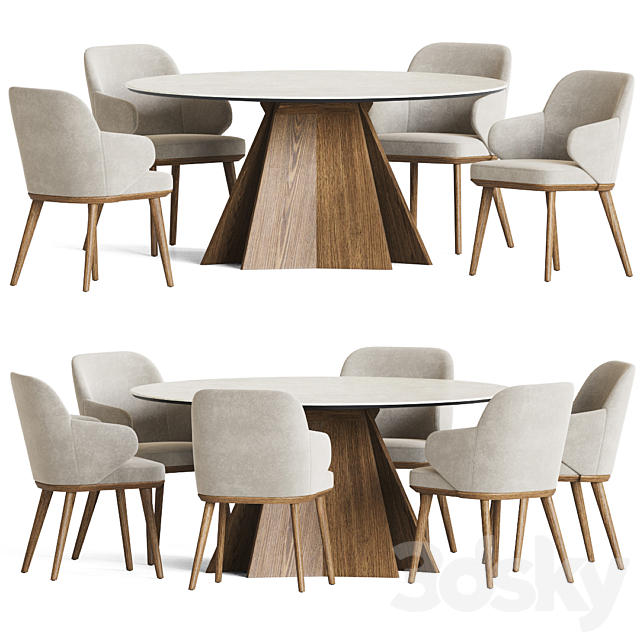 Foyer Chair Icaro Table Dining Set 3D Max - 3DMAXTER