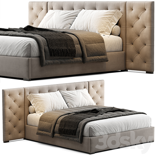 Modena Fabric Diamond-Tufted Extended Bed 3D Max - 3DMAXTER