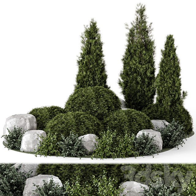 Outdoor Garden Set Bush and Tree - Garden Set 894 3D Max - 3DMAXTER
