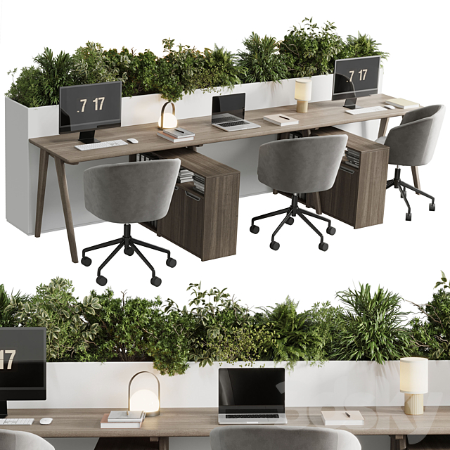 Workplace - Home office set - office furniture - Employee desk 26 3D ...