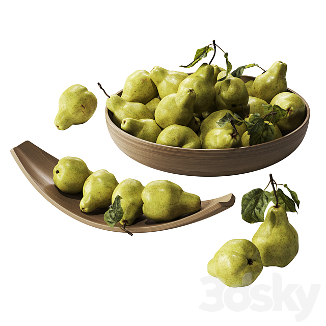 Realistic pears with leaves 3D Max - 3DMAXTER