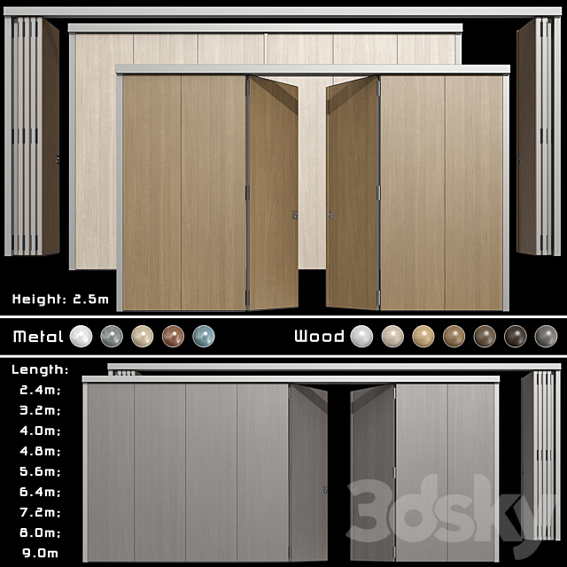 Sliding wooden partition wall 3D Max - 3DMAXTER