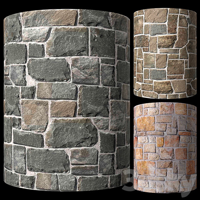 Rubble wall stone masonry 3D Max - 3DMAXTER