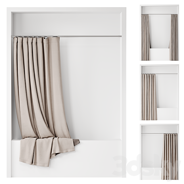 Double bath curtain on Sunerzha cornice 3D Max - 3DMAXTER