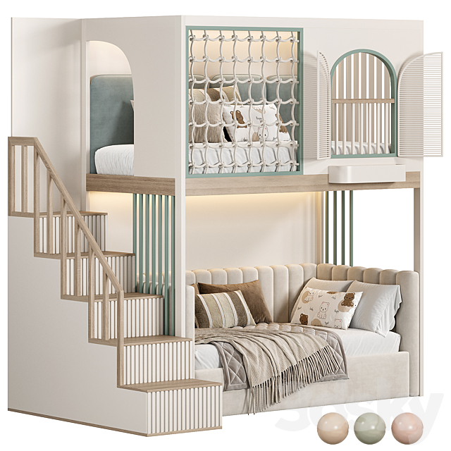 Designer two-level bed Kids room 3D Max - 3DMAXTER