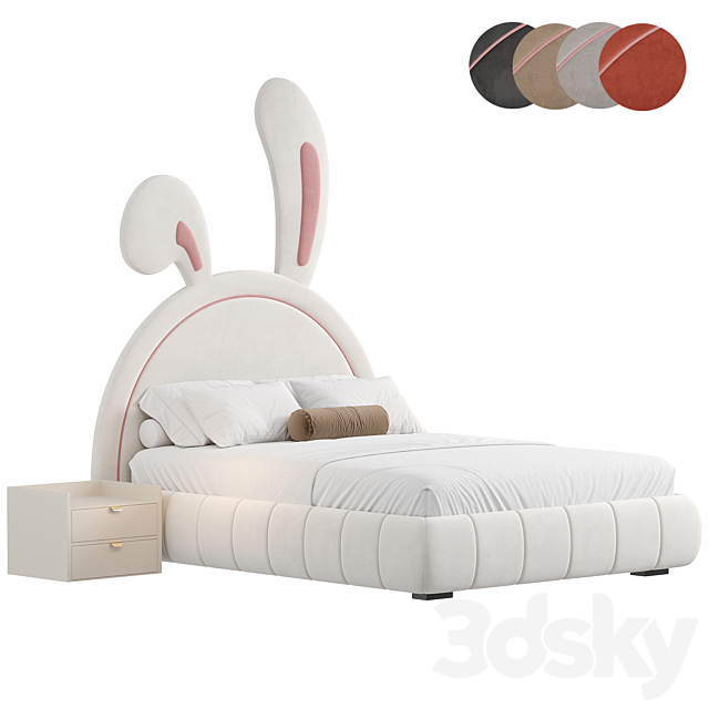 Nettie Microfiber Leather Rabbit Shaped Bed Frame 3D Max - 3DMAXTER