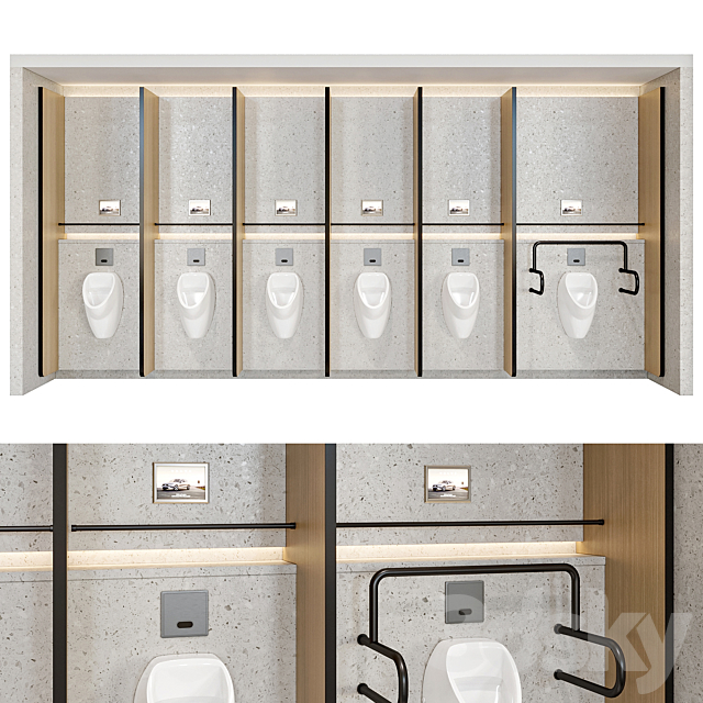 Public Restroom Urinal Area - 3D Models Collection